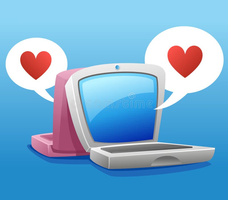 Two Laptop and Heart Symbol Stock Vector - Illustration of computer ...