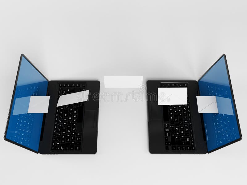 Two Laptops Communicating Wirelessly Stock Illustration - Illustration ...