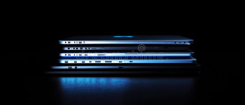 Two Laptops Placed on Top of Each Other Stock Photo - Image of pile ...