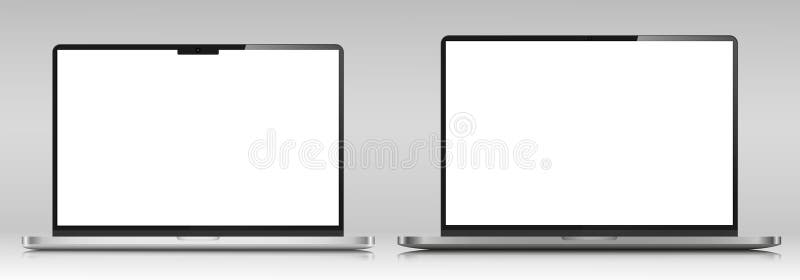 Two Laptops with a White Screen on a Gray Gradient Background. Stock ...