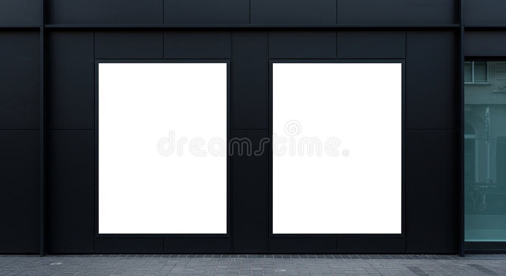 Two Large, Blank White Rectangular Posters are Displayed Side-by-side ...