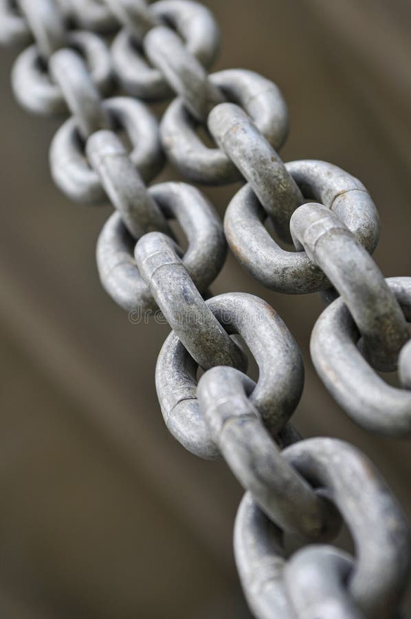 Two Large Chains Paired and Under Load, Concept of Strength Stock Photo ...