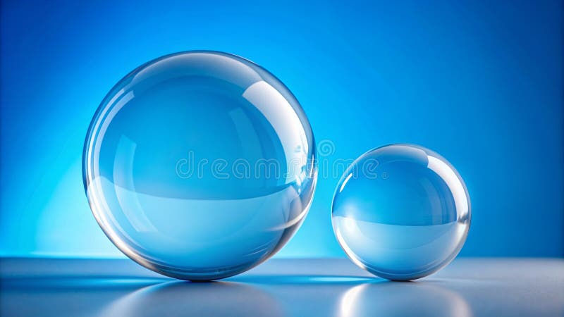 Two Large Clear Spheres are Sitting on a Blue Surface Creative AI Stock ...