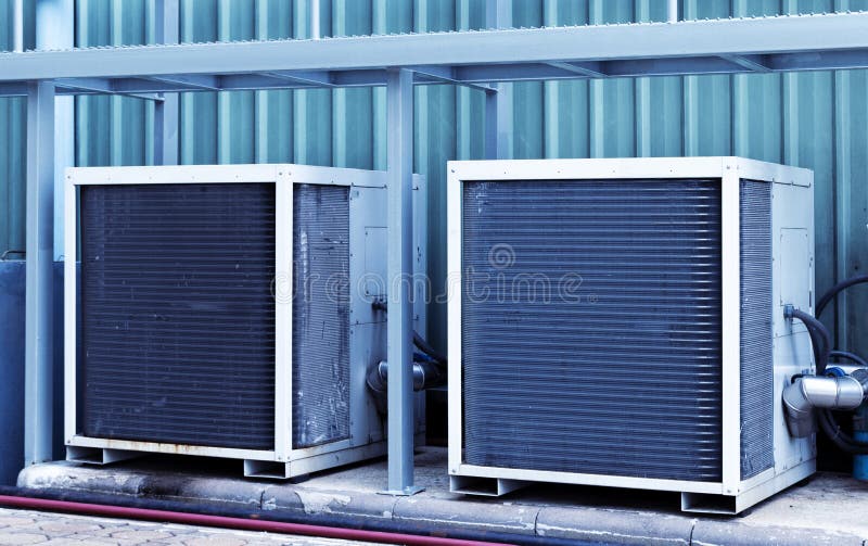Two Large Compressors Air Conditioners Stock Photo - Image of factory ...