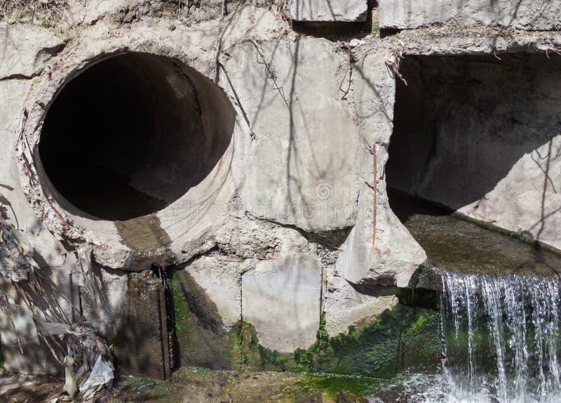 Run-off Pipes Discharging Water Stock Photo - Image of piping, flow ...