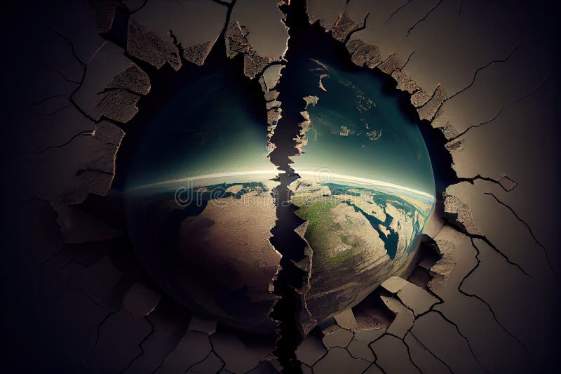 Two Large Cracks in Earth Formed after Aftermath Earthquake Stock ...