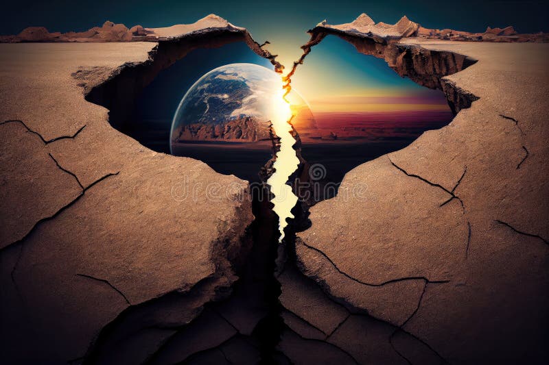 Two Large Cracks in Earth Formed after Aftermath Earthquake Stock ...