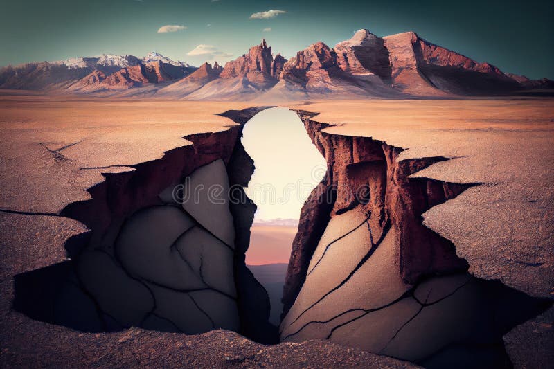 Two Large Cracks in Earth Formed after Aftermath Earthquake Stock ...