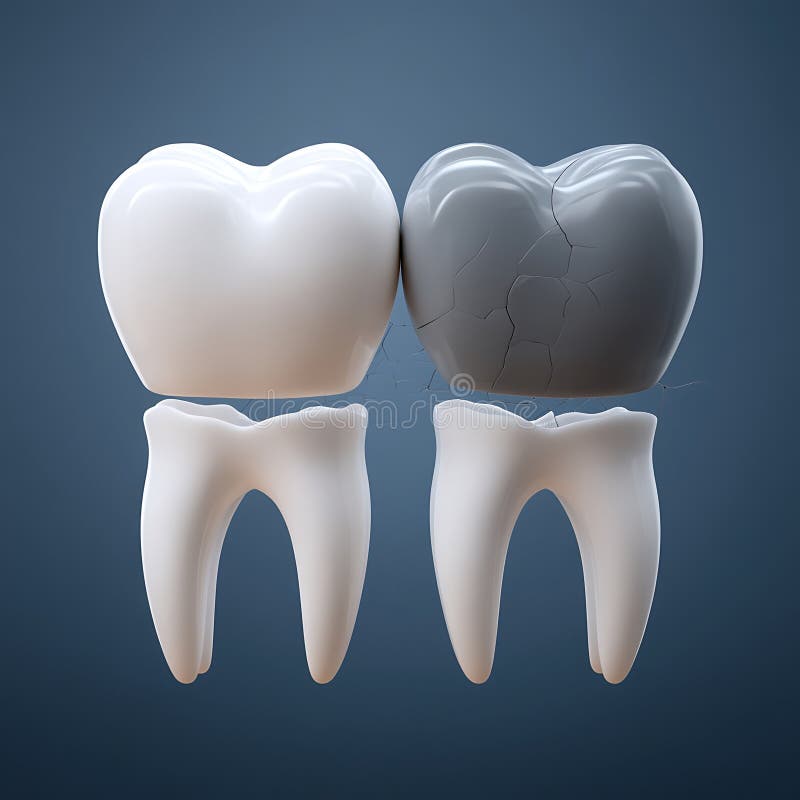 Two Large 3D-rendered Molar Teeth are Depicted. the Left Tooth is ...