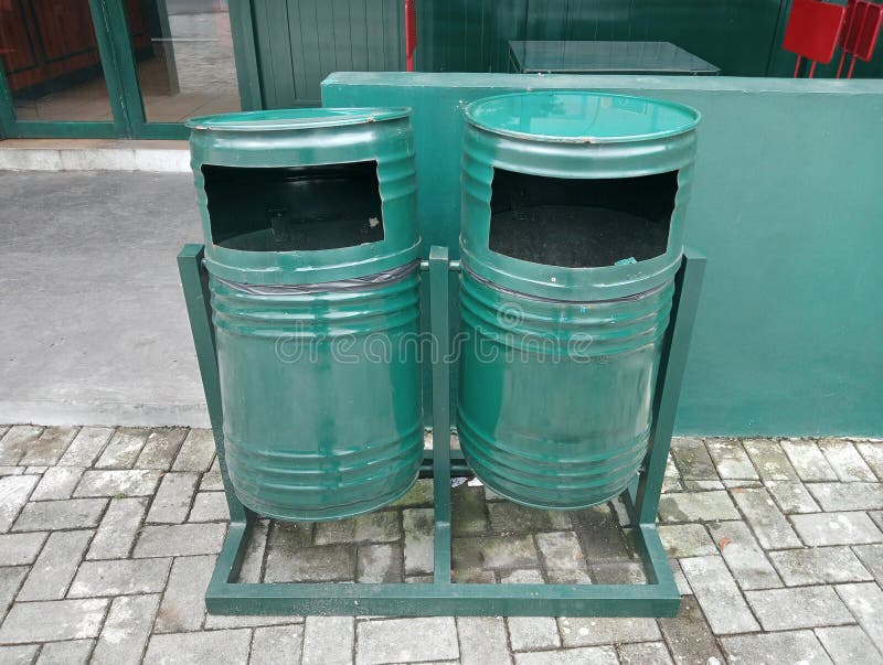 Two Large Green Garbage Bins on the Front Store. Stock Photo - Image of ...