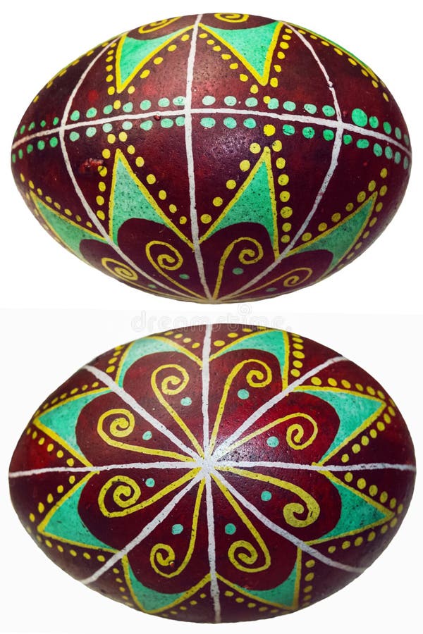 Two Large Isolated on White Background Easter Eggs with Ornamental ...