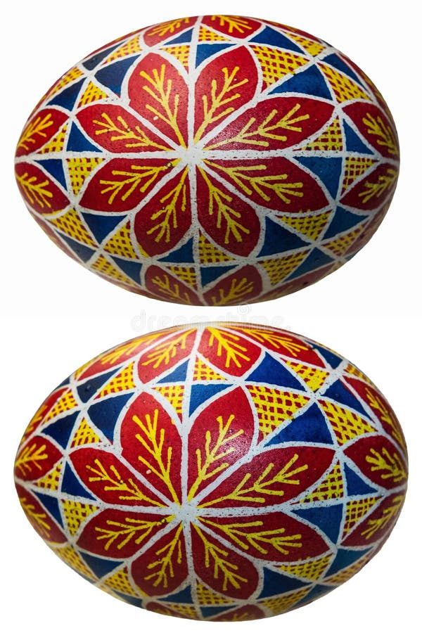 Two Large Isolated on White Background Easter Eggs with Ornamental ...