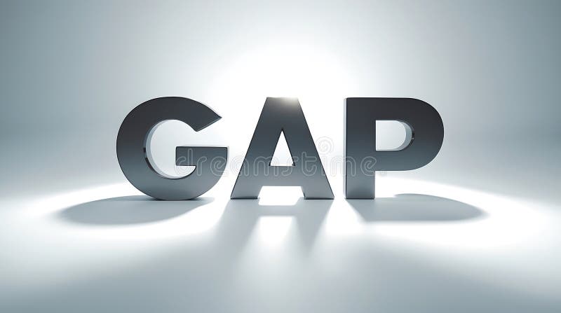 Three-dimensional Letters GAP with Light Highlighting the Background ...