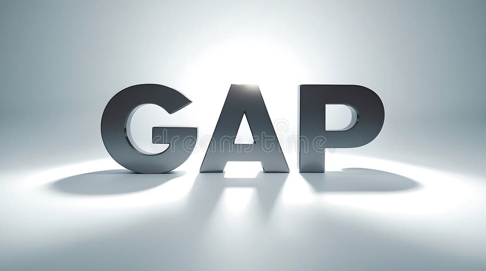 Three-dimensional Letters GAP with Light Highlighting the Background ...