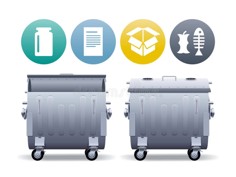 Two Large Metal Trash Container Stock Vector - Illustration of icon ...
