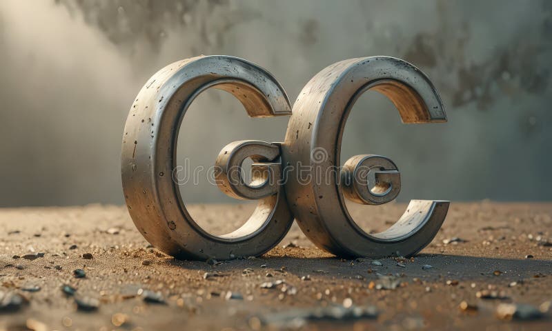 Two Large, Metallic Letters "CC" Stand on Rocky Surface, with Blurred ...