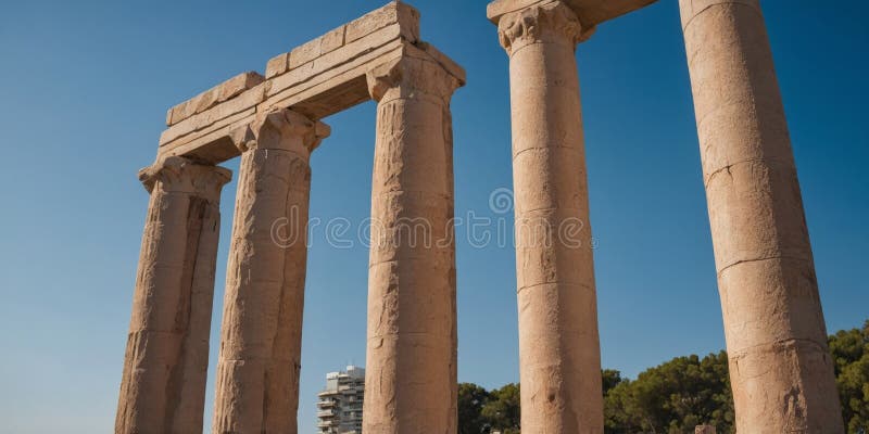 Two Large Pillars with a Clear Blue Sky in the Background. Stock ...