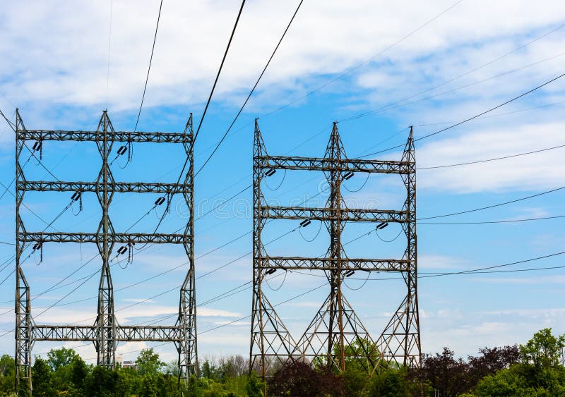 Two Large Rectangular Electrical Towers. Stock Image - Image of ...