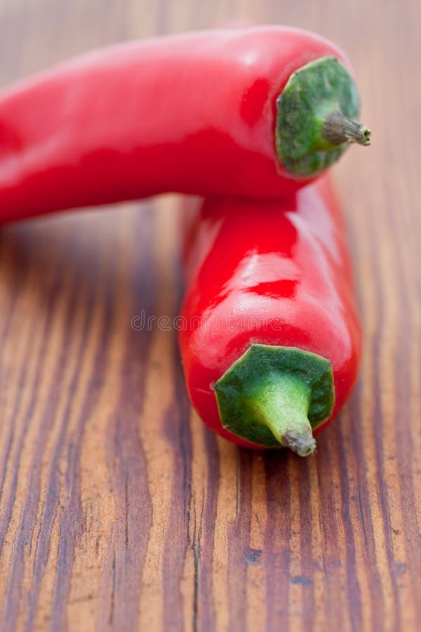 Two Large Red Cayenne Chili Peppers Stock Image - Image of fresh ...