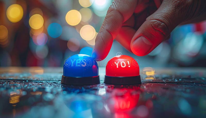 Vote Yes or No!. Voting Concept- Pushing the Button and Showing the ...