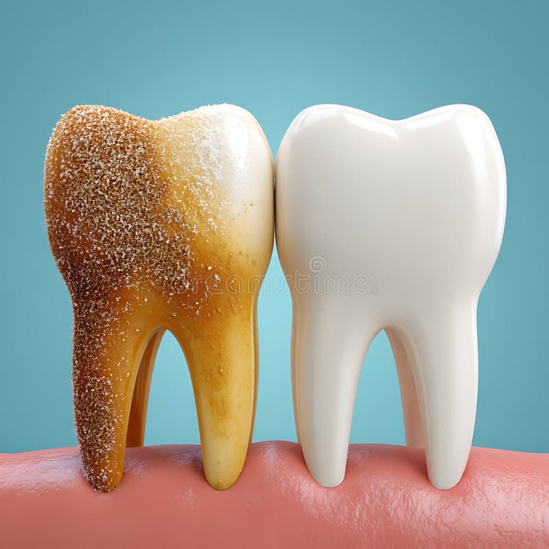 Two Large Teeth are Displayed Side by Side Against a Blue Background ...