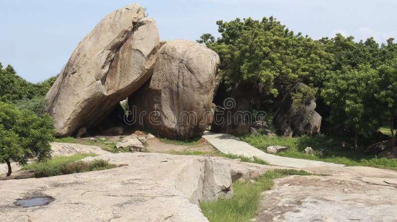 The Two Largest Rocks are Intertwined in the Middle of Nature Stock ...