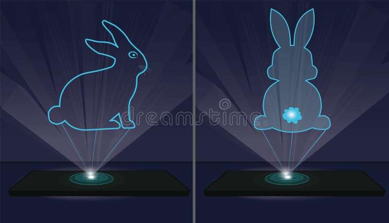 Two Laser Holographic Projections of a Rabbit. Stock Vector ...