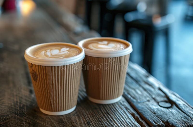 Two Latte with Heart Latte Art on a Tray Stock Image - Image of serving ...