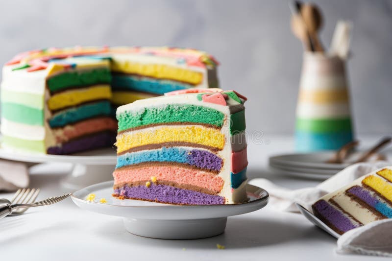 Two-layer Cake with Alternating Stripes of Different Frosting Colors ...
