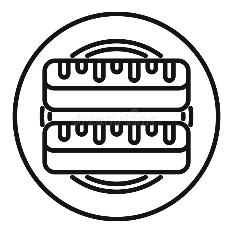 Two Layer Chocolate Cake on Plate with Drizzled Icing Minimalist Icon ...