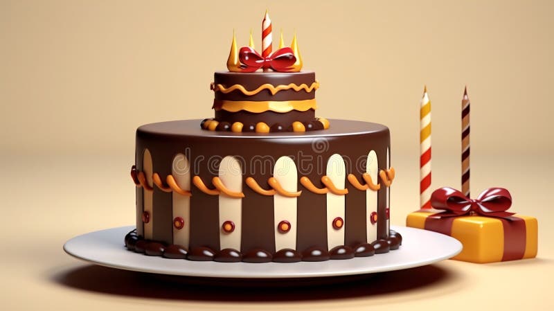 A Two-layer Chocolate Cake Simple Background Stock Illustration ...