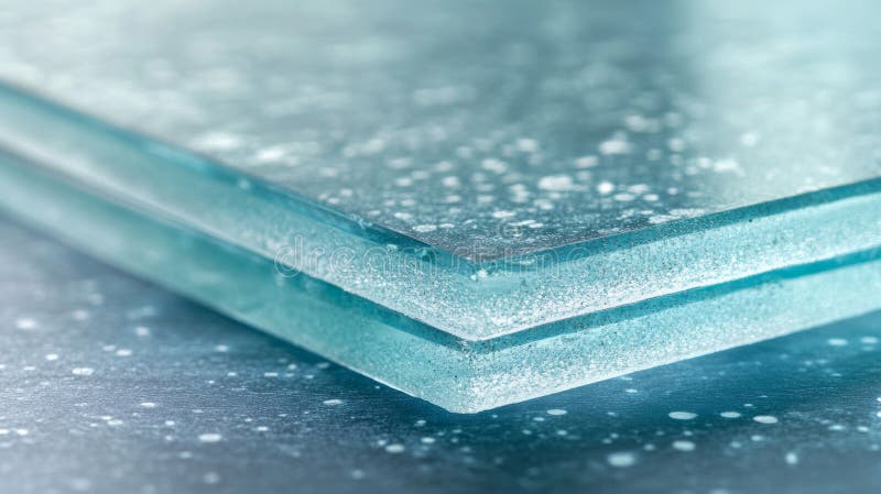 Two Layers of Textured Aqua Glass Resting on a Surface Stock ...