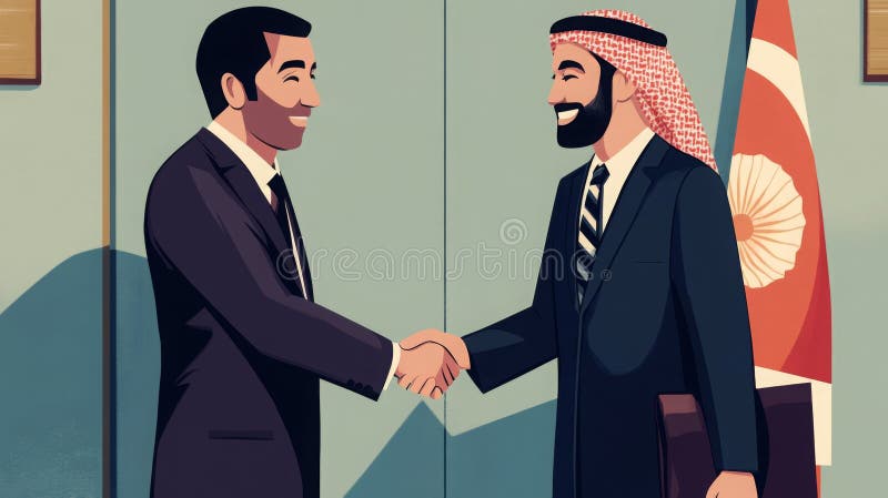 Two Leaders Shake Hands, Symbolizing Cooperation in International ...