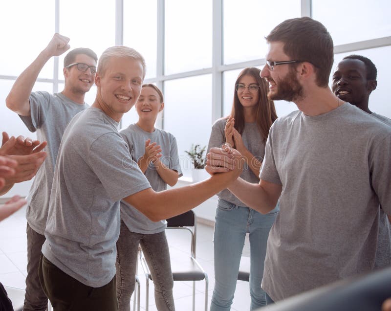 Two Leaders Standing in the Circle of the Contact Group Stock Image ...