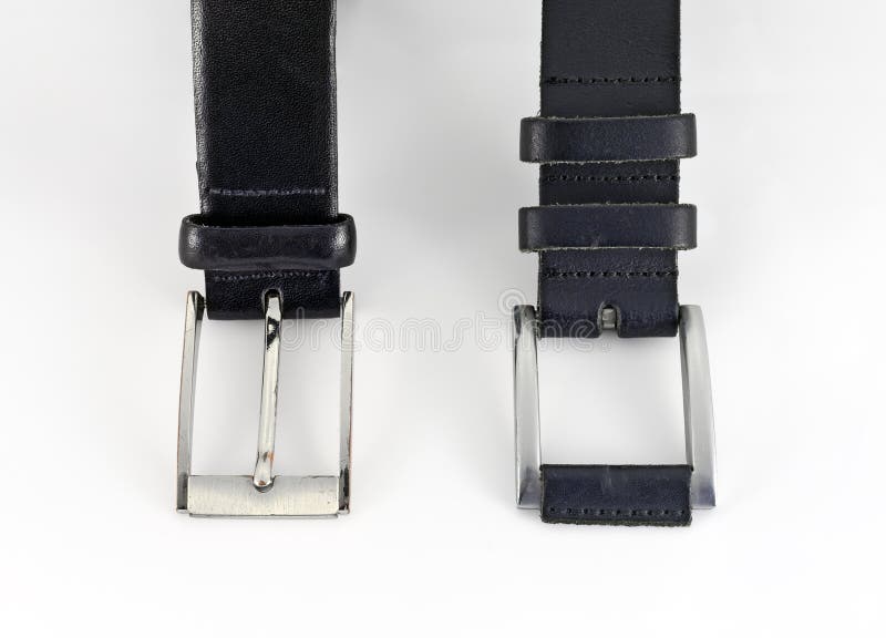 Two Leather Belts with Metallic Buckles Stock Photo - Image of leather ...