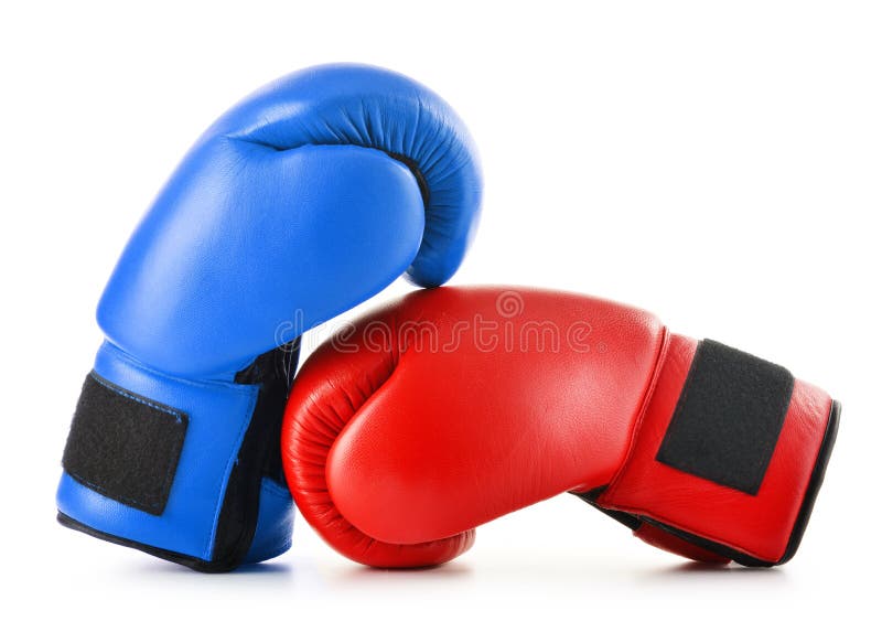 Two Leather Boxing Gloves on White Stock Image - Image of sport ...