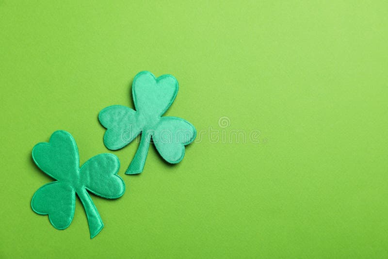 Two Leaves of Clover on Green Background Stock Image - Image of culture ...