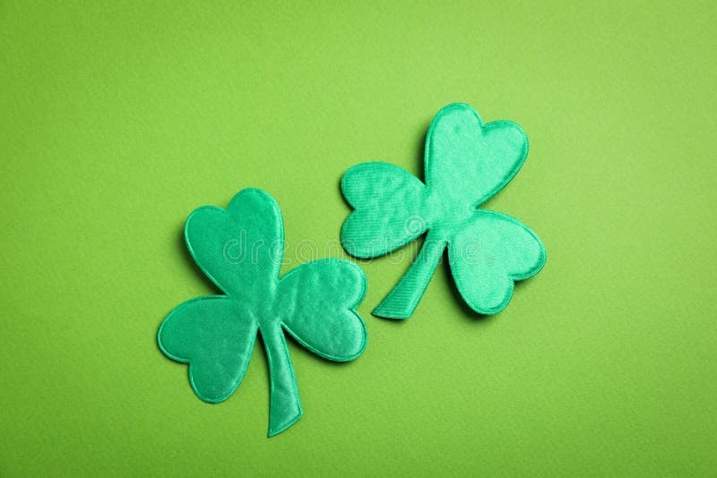 Two Leaves of Clover on Green Background Stock Photo - Image of ...