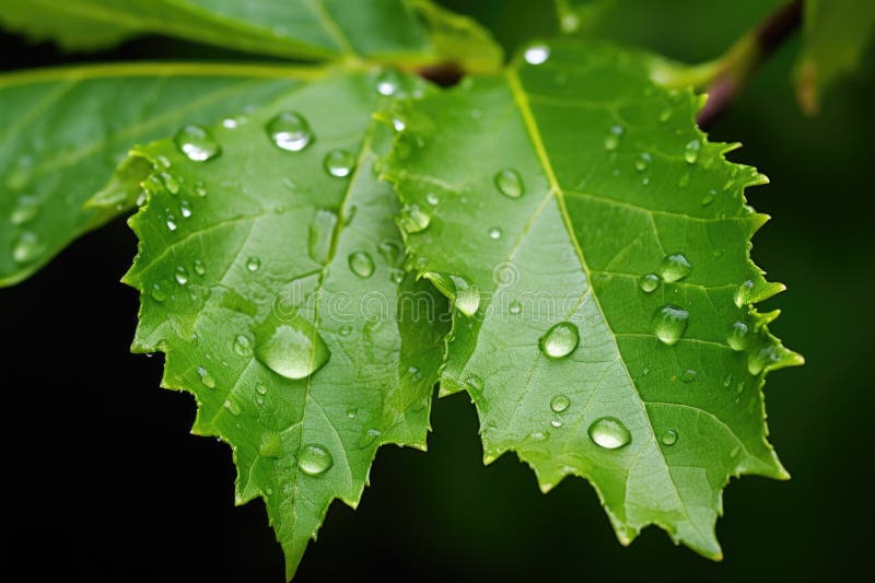 Two Leaves Overlapping on a Dewy Morning Stock Image - Image of green ...