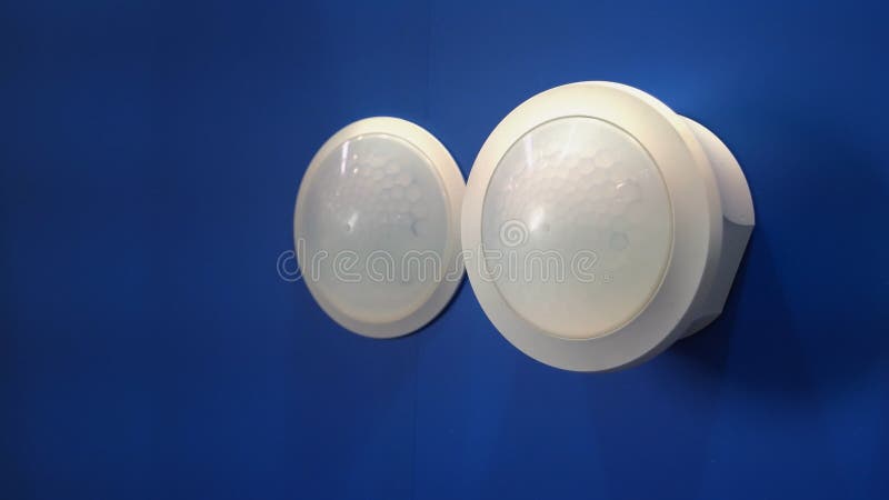 Two Led Lamps on the Blue Wall. Stock Photo - Image of bright, emission ...