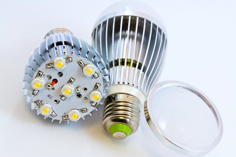 Two LED Light Bulbs with 1 Watts SMD Chips Stock Image - Image of ...