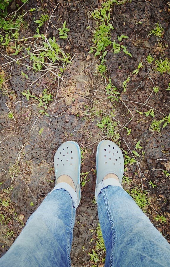 Natural steps. stock image. Image of legs, steps, crocs - 103653089
