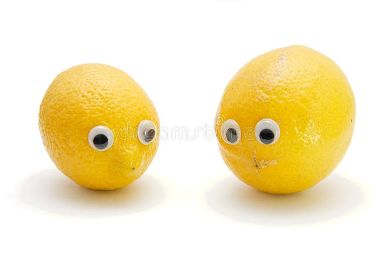 Two Lemons with Eyes Isolated Stock Photo - Image of talk, pair: 8851896