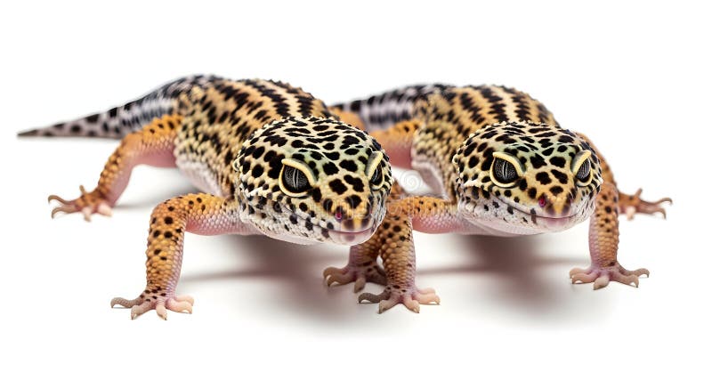 Two Leopard Geckos on White Background, Ai Generated Stock Illustration ...
