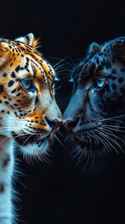 Two Leopards are Looking at Each Other with Their Eyes Open Stock Photo ...