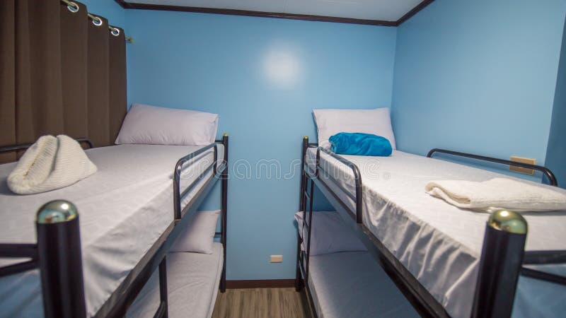Two-level Bed in a Budget Not Expensive Youth Hostel. Stock Image ...