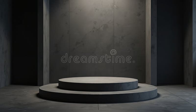 Two Level Concrete Podium Stage for Product Placement, Promotion. Dark ...