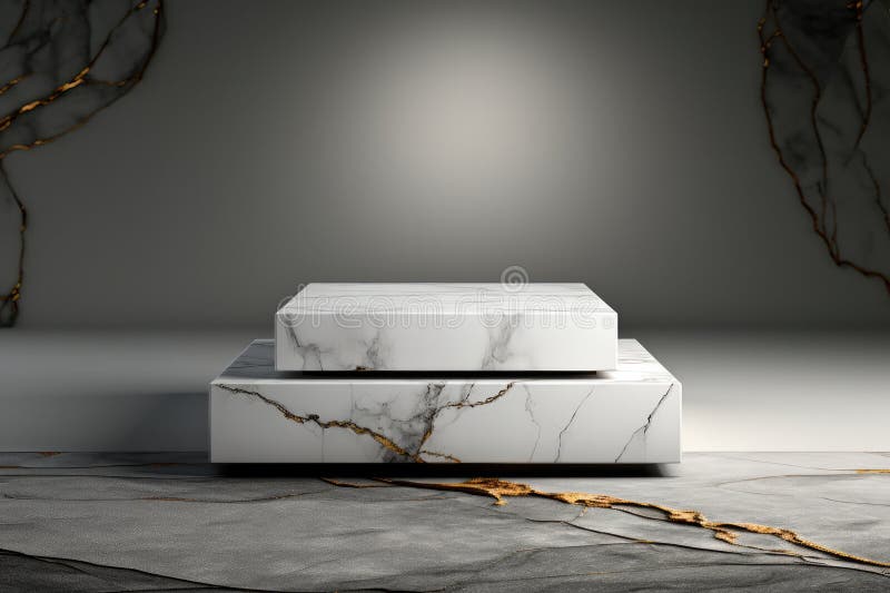 Two Level Marble Podium for Demonstration. Goods or Cosmetics Stock ...