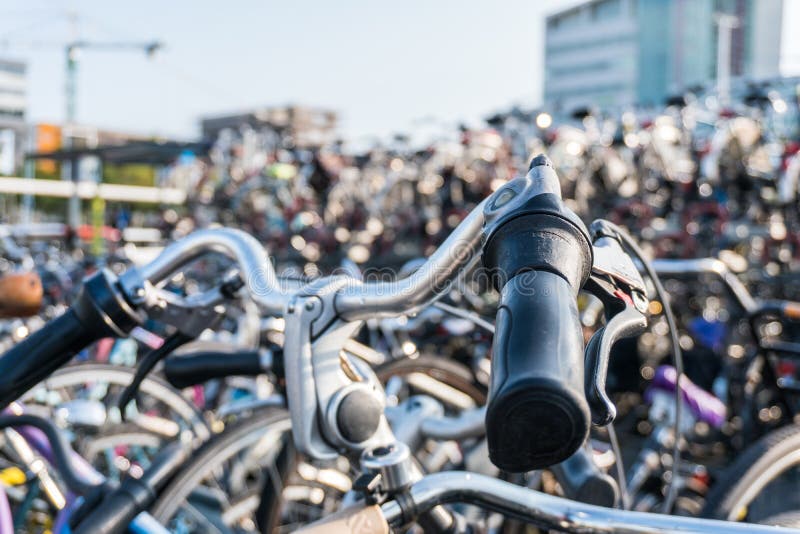 Two-level Parking of Bicycles in Eindhoven City, Netherlands. Stock ...