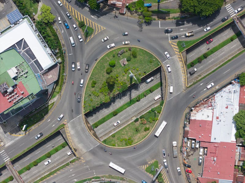 Two Level Road with Roundabout Stock Photo - Image of intersection ...